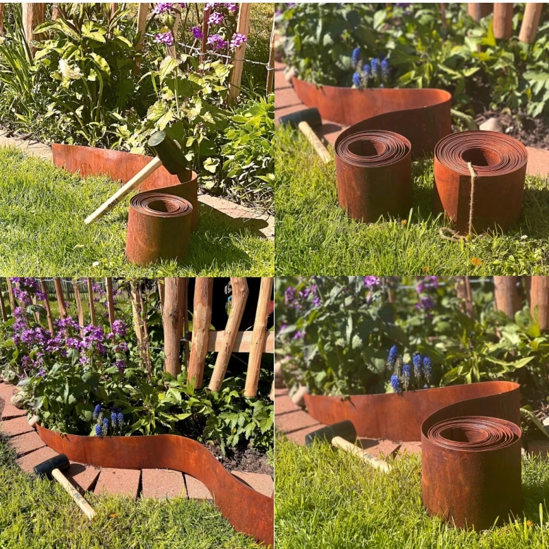 Corten Steel Garden Edging 5.5" X 32.8' Metal Rusted Landscape Edging ...
