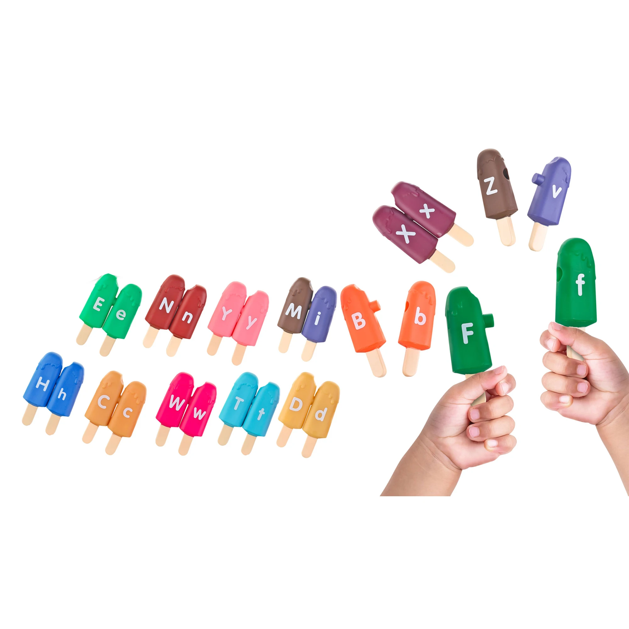 Colorful Double-sided Alphabet Ice Pops 26 Pieces Abc For Learning ...