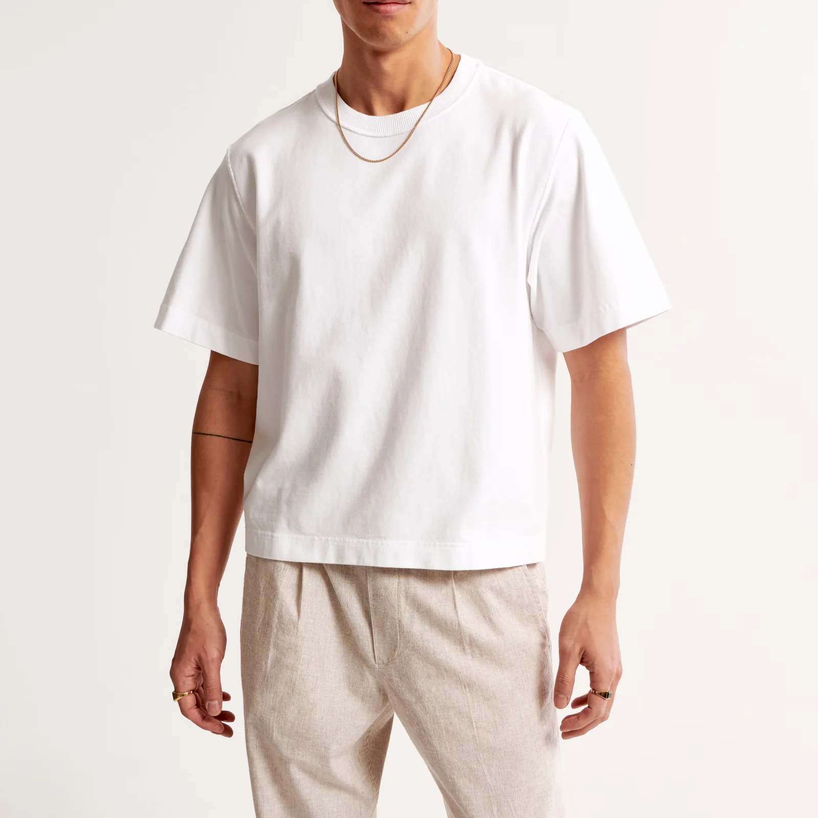 Wholesale Crop Top Boxy Fit Men's T-Shirt - 100% Cotton