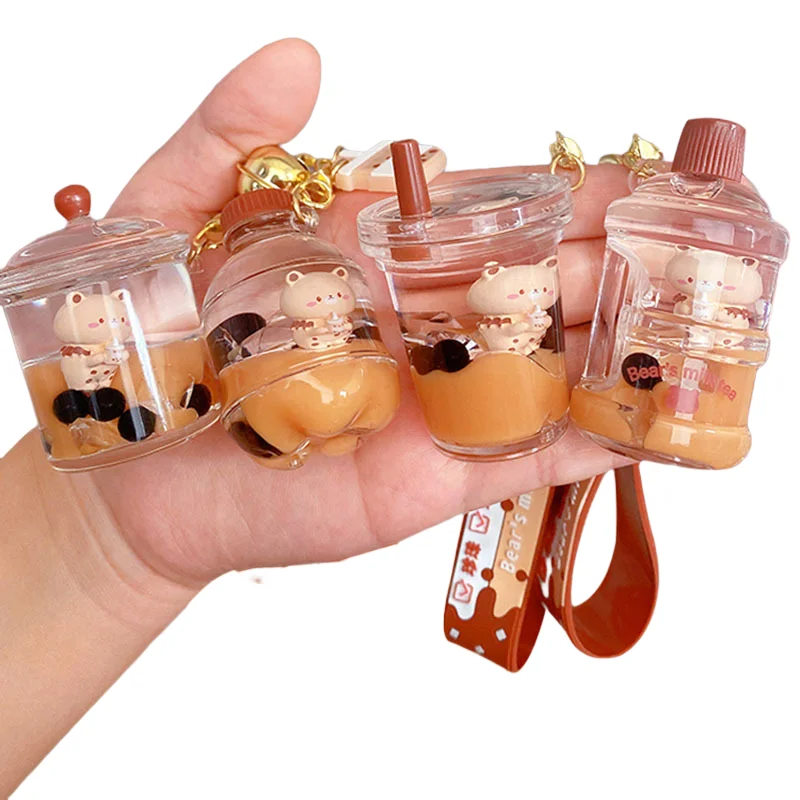 BSBH Kawaii DIY Liquid Oil Water Keychain Wholesale Milk Bottle Boba ...