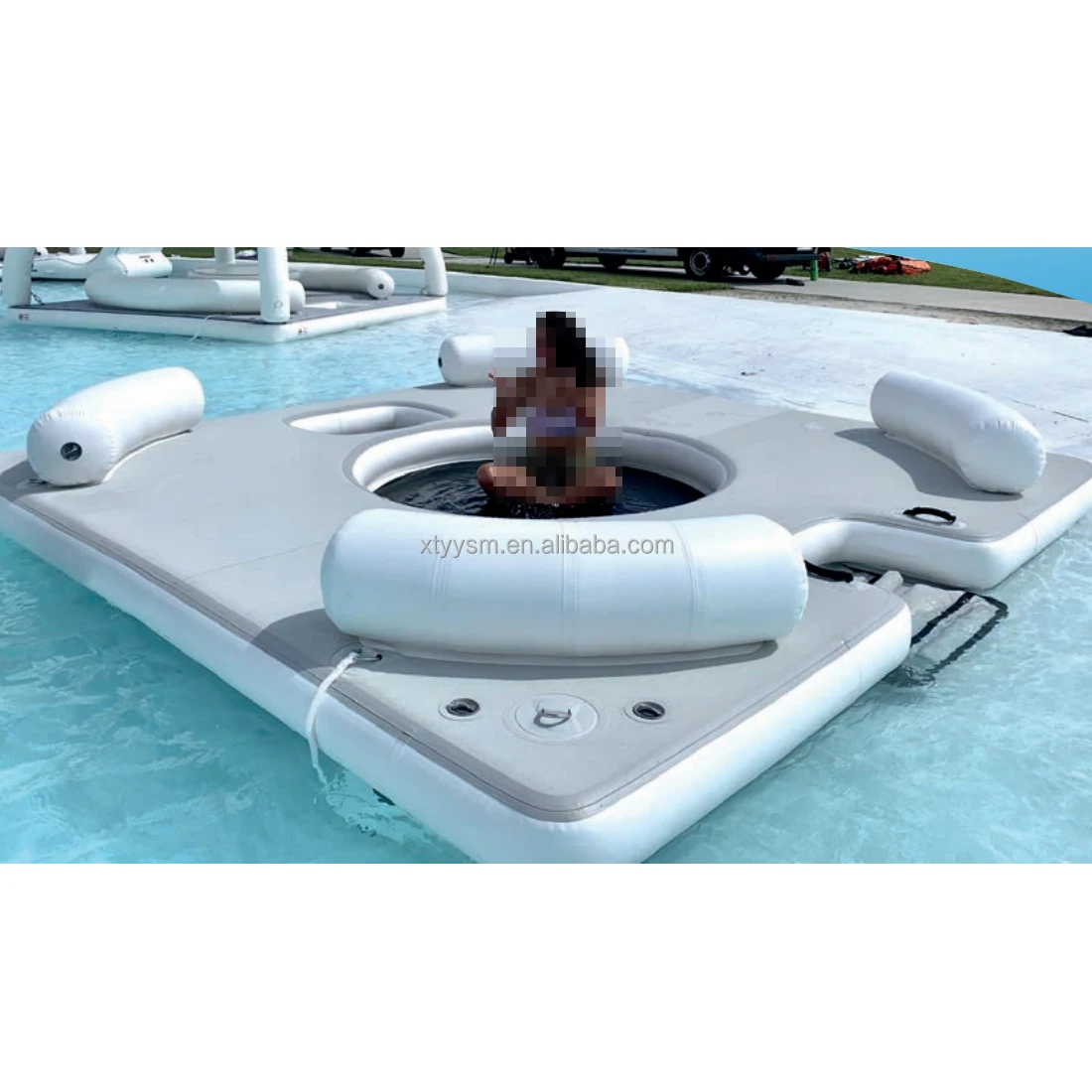 Leisure Cabana Raft Lounge Inflatable Floating Pontoon Dock Water ...