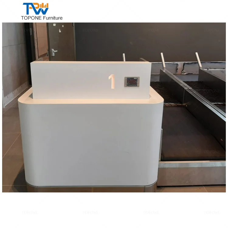 White Modern Checkered Counter Acrylic Solid Surface Airport Reception ...