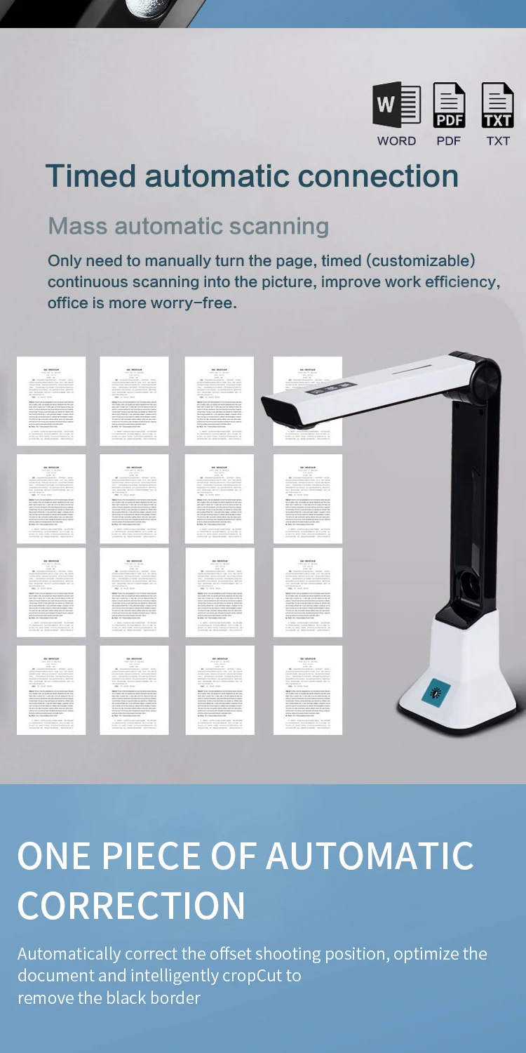 8MP HD A4 Auto-Focusing Flatbed USB Document Scanner LED Light Source ...