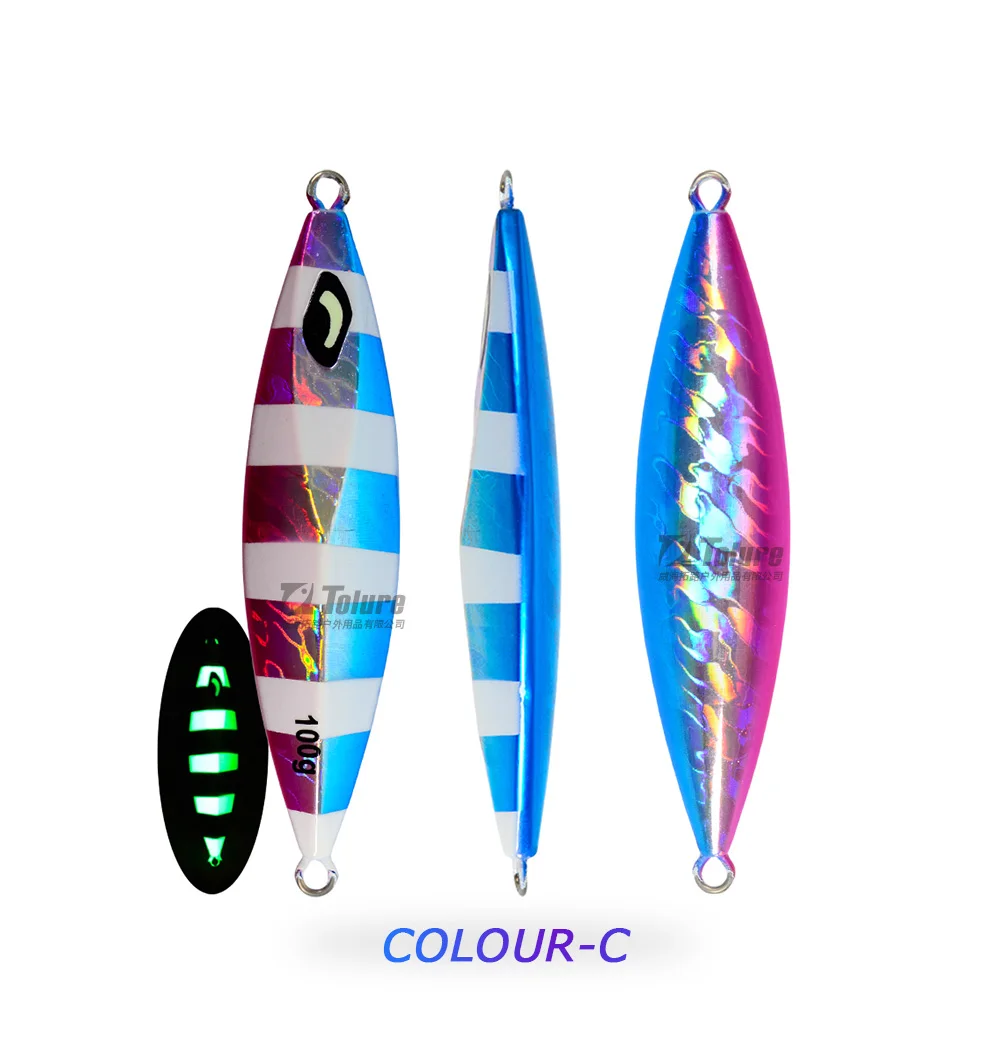 Tolure Luminous Metal Jig Lure Slow Pitch Jigging Lead Fish Iron Plate 80g 100g 120g 150g 200g ...