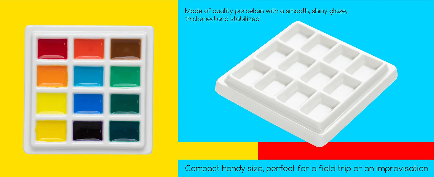 MEEDEN Porcelain Paint Palette - 12-Well Ceramic Mixing Tray