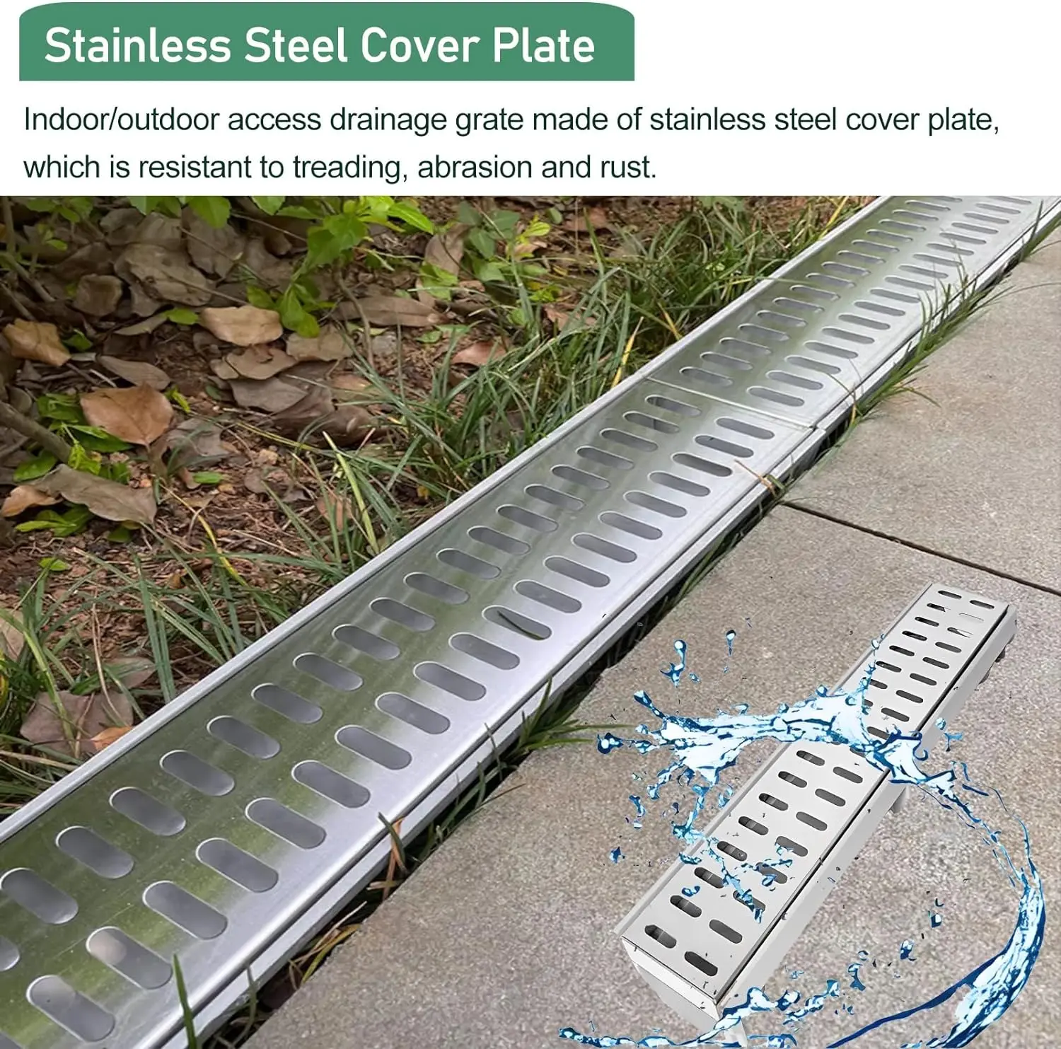Heavy-Duty Resin Trench Drain Channel Stainless Steel Cover Internal ...