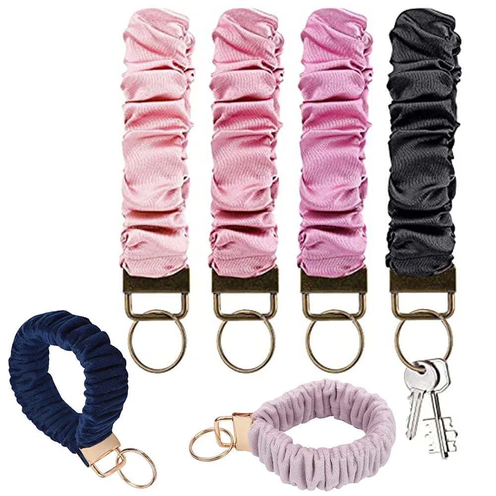 Elastic Scrunchie Wristlet Bracelet Keychain Soft Wristband Keyring ...