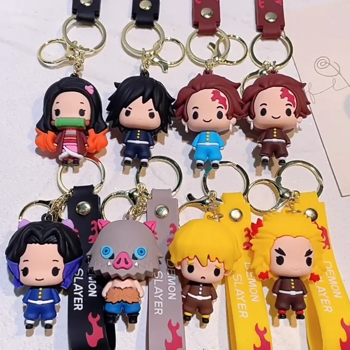 New Demon Slayer Mitsuri Muichiro Tanjiro Cartoon Rubber Key Ring High ...