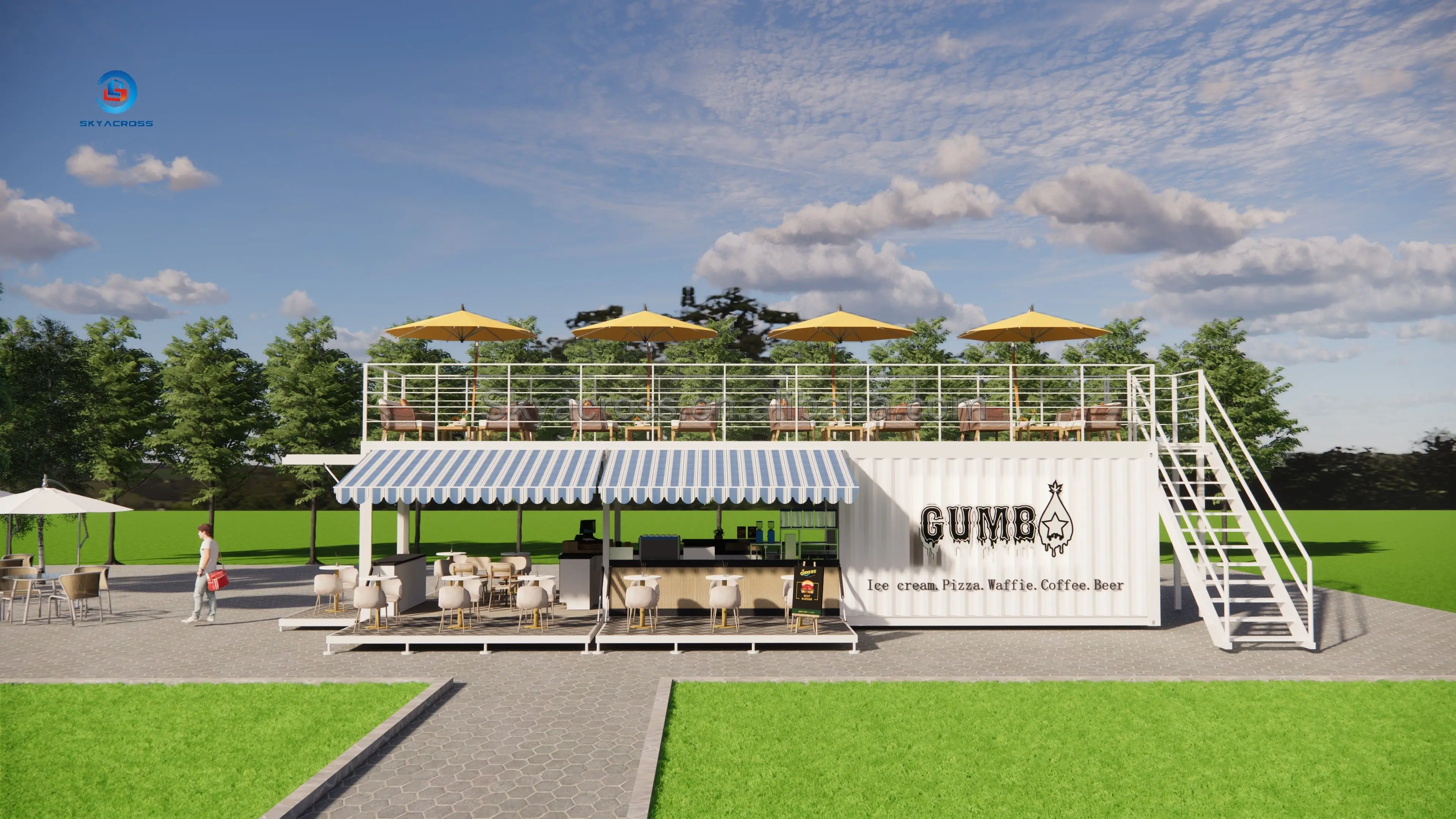 40FT Two-Story Pop-up Shop Container - Ideal for Coffee & More