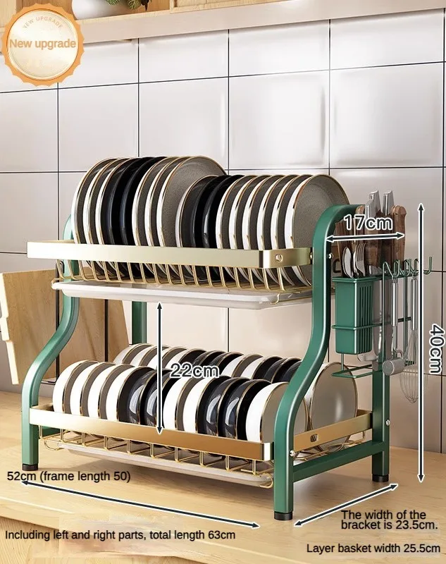 Kitchen Countertop Dish Storage Rack Multifunctional Drainage Storage ...
