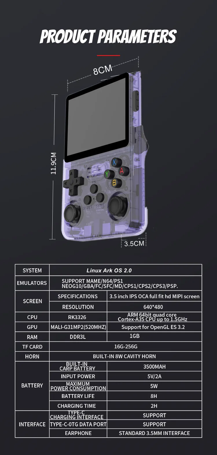 R36s Retro handheld 3.5 Inch Ips Screen Portable Pocket Video 3D ...
