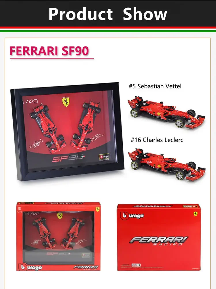 Bburago 1:43 F1 Ferrari SF90 SF1000 AMG W10 Photo Frame Version