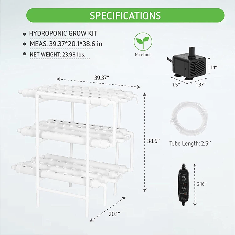 108 Sites NFT PVC Hydroponic Pipe Home Balcony Garden Grow Kit ...