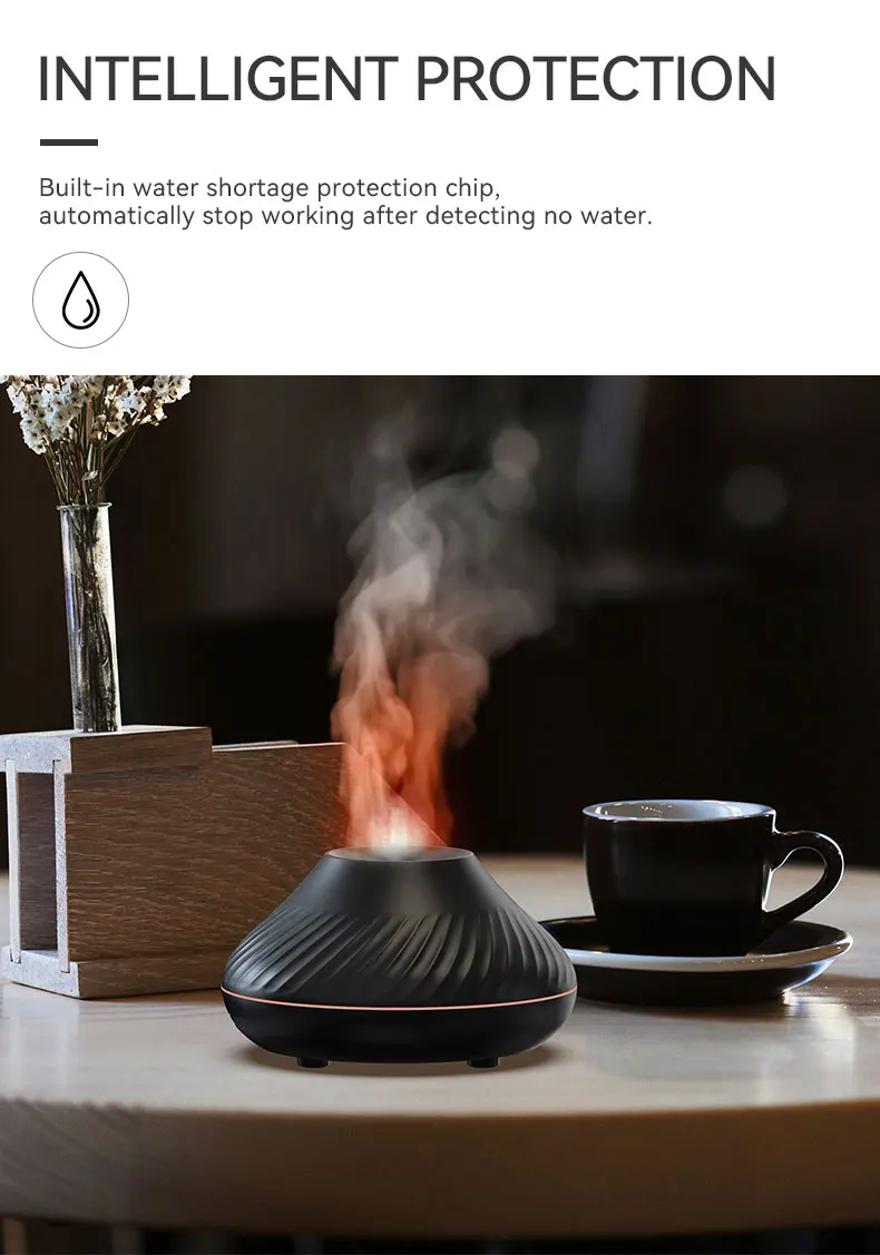 New Arrival 130ml Colorful Flame Humidifier Simulation Fire Difusor ...