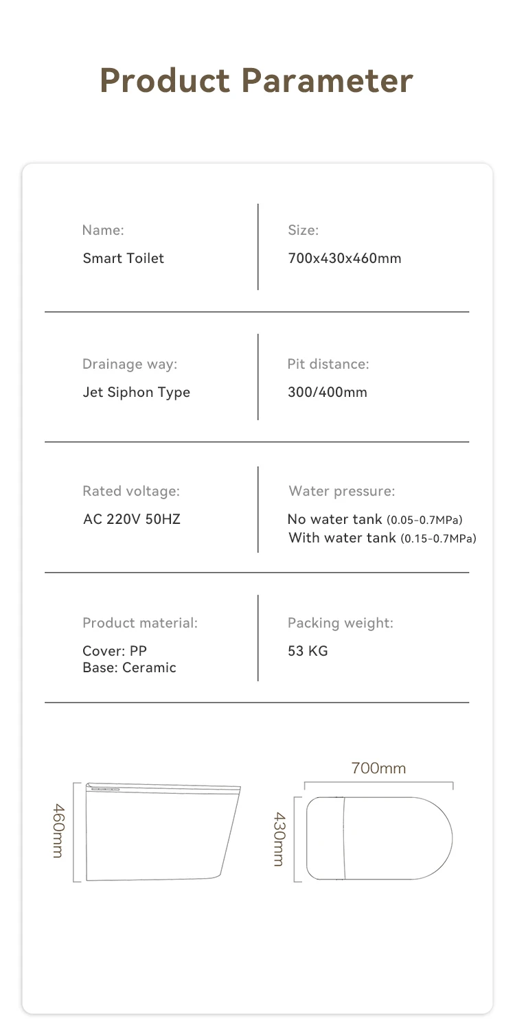Smart Toilet - Modern Ceramic Automatic Sanitary Ware