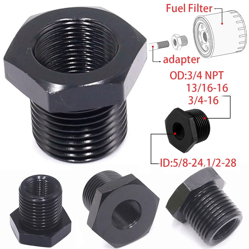 Fuel Filter Adapter Fittings 1/2-28 5/8-24 to 3/4-16 13/16-16 3/4 NPT ...
