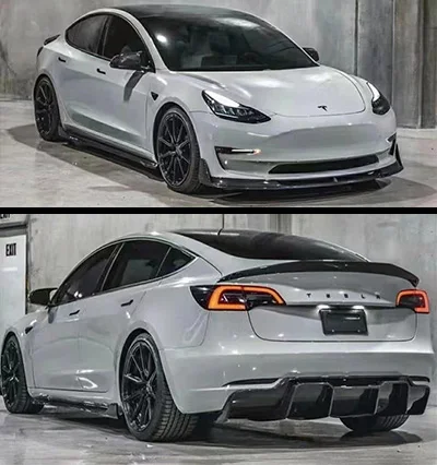 V Style Carbon Fiber Body Kit Car Bumper for Tesla Model 3
