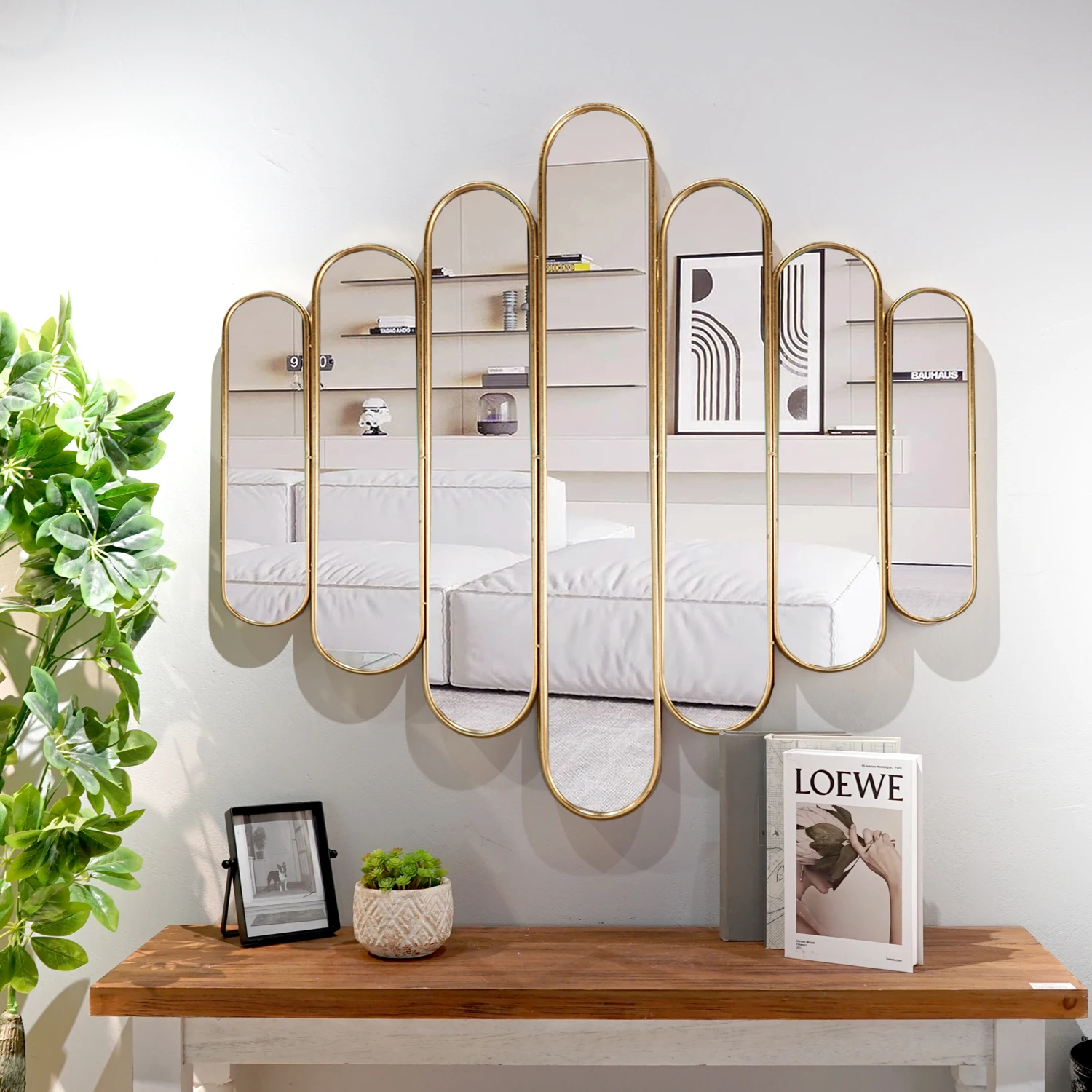 Wholesale Large Gold Irregular Metal Frame Combination Mirror Home Hall ...