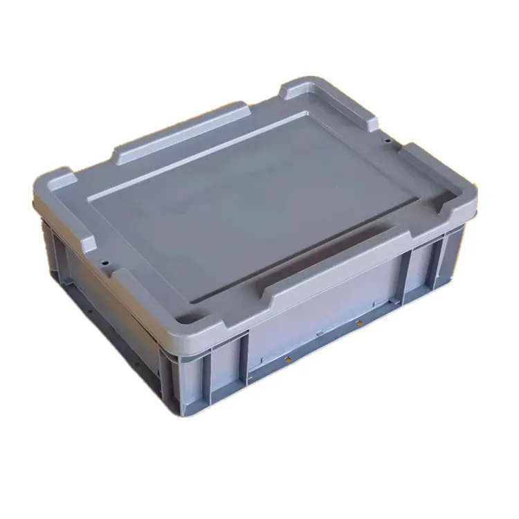 Plastic Moving Crate Stackable Storage Attached Lid Containers Plastic ...
