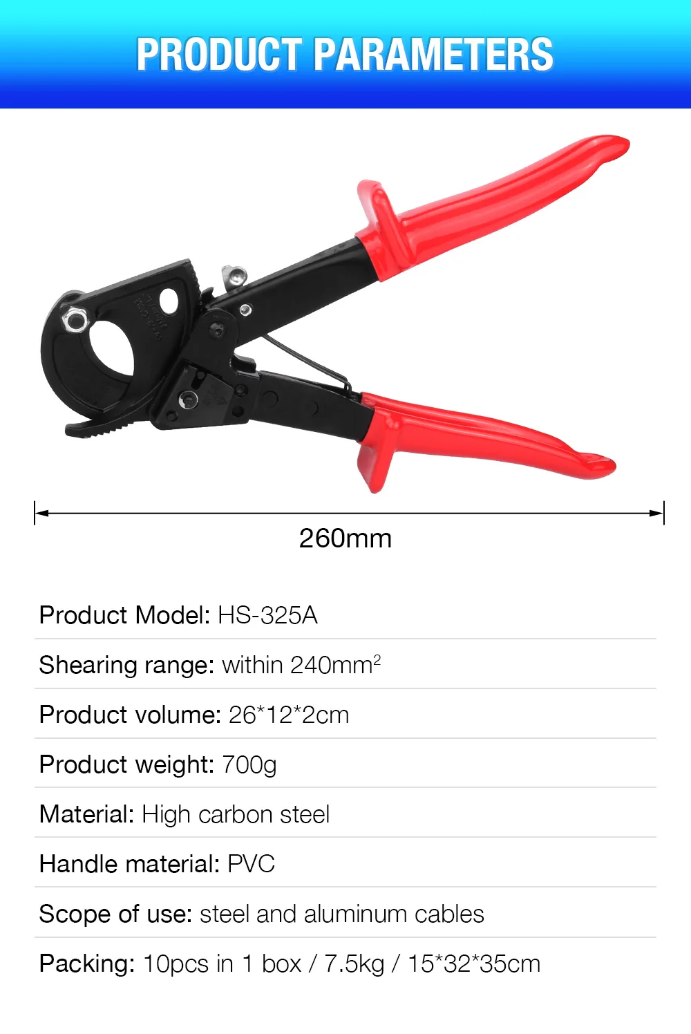 Hs-325a 30mm/240 Square Millimeter Heavy Duty Aluminum Copper Ratchet ...