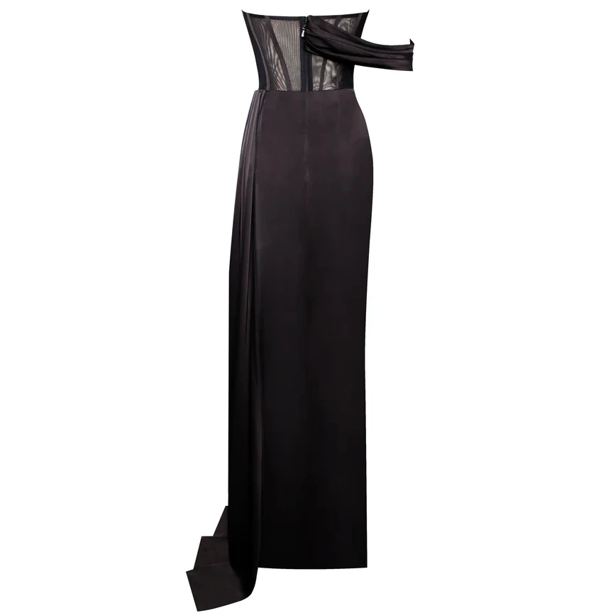Sensual Lace Banquet Fishtail Slit Evening Dresses Women Custom Mesh ...
