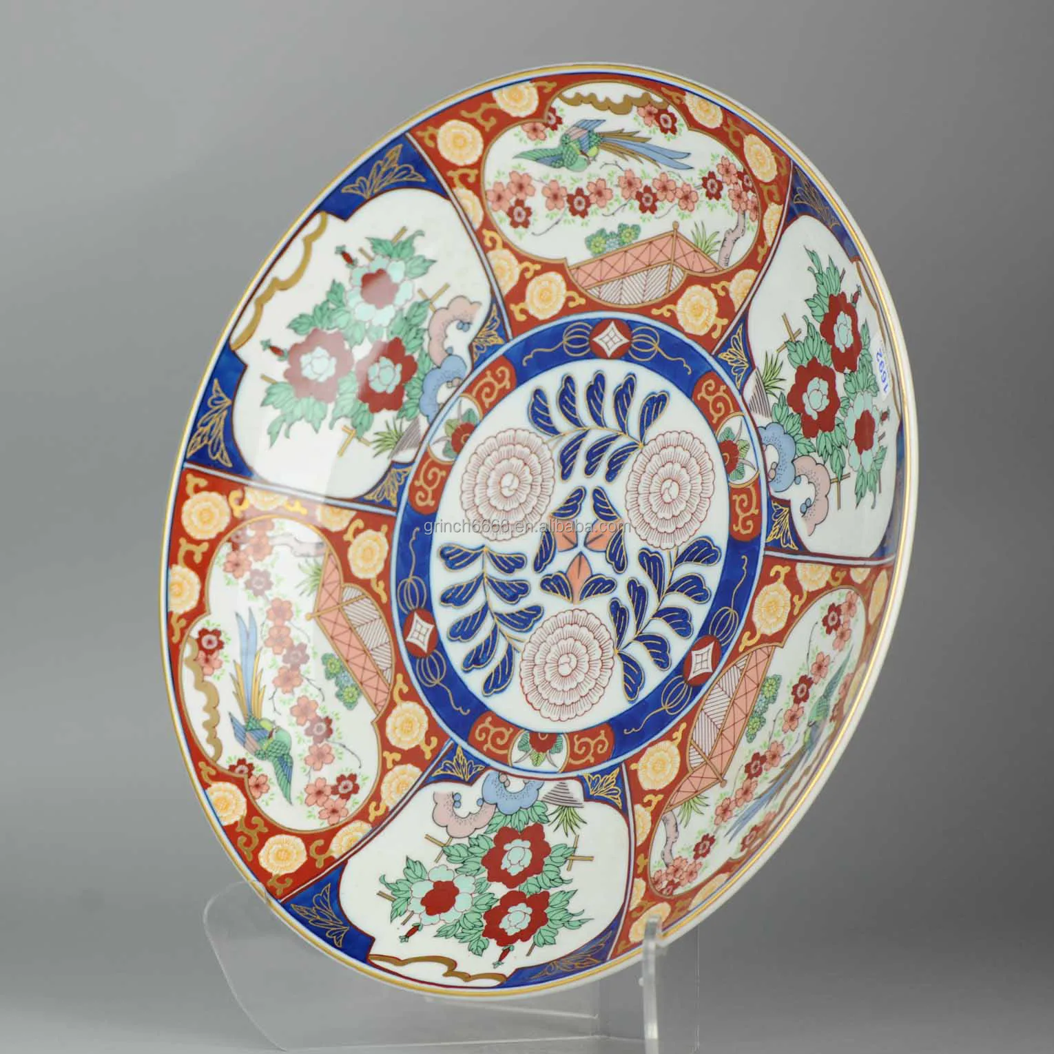 Japanese Porcelain Gold Charger Plate Animals Ceramic Dish