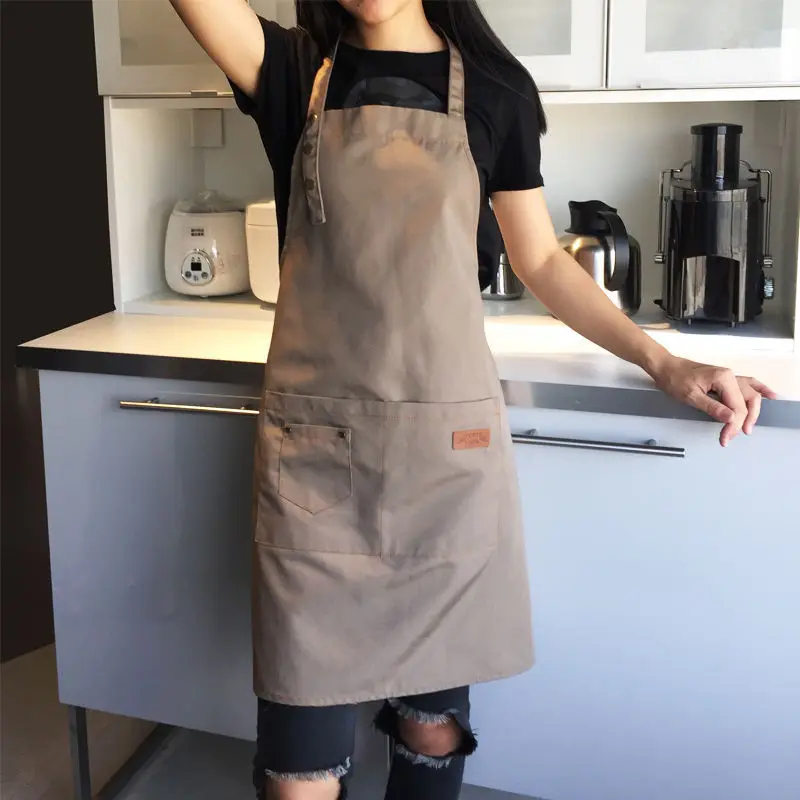 Hot Fashion Canvas Kitchen Nail Tech Aprons Woman Chef Work Apron for ...
