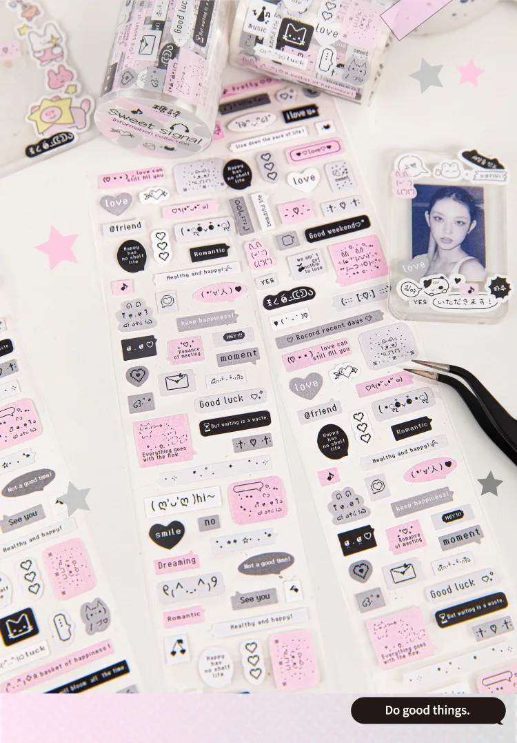 Cute Kawaii Word Stickers Clear Pet Tape Diary Stickers For Junk ...
