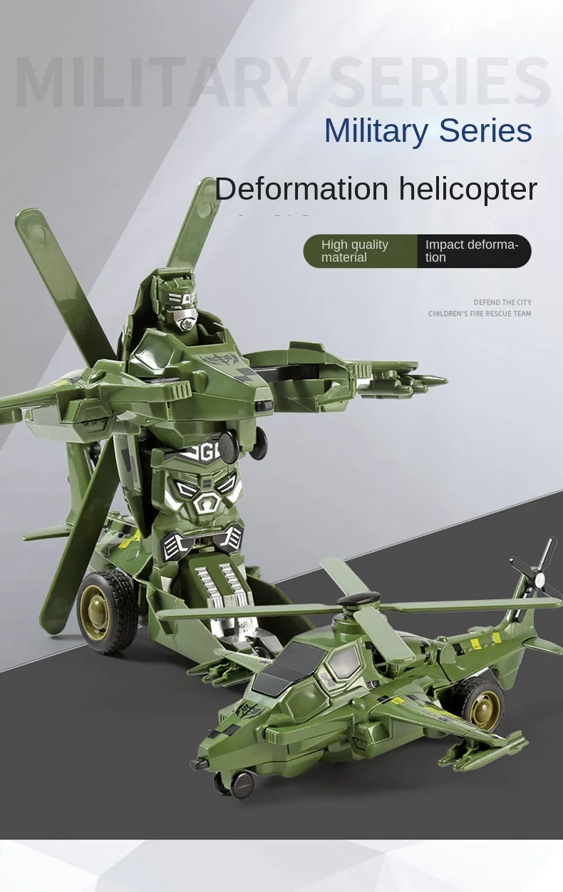 Crash Morphing Toy Kids Inertial Morphing Robot Military Helicopter ...