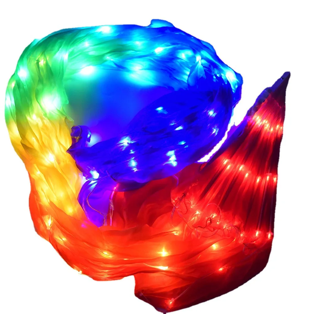 Modern Western Style Led Real Silk Fans Dance Belly Dancing Led Fan ...