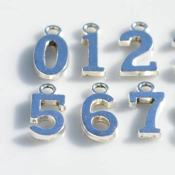Silvery/golden Plate Arabic Numerals Pendant Beads Number Charms For ...