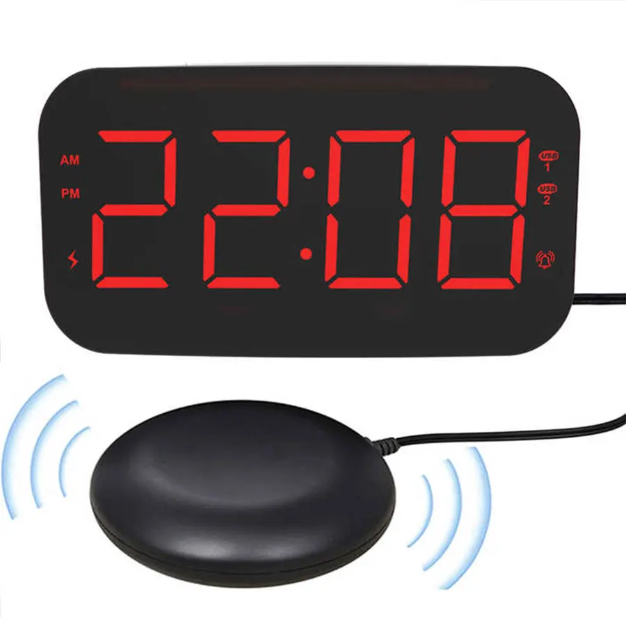 Hot Sale Large Red Number Display Snooze function 3 Vibration Mode Set ...