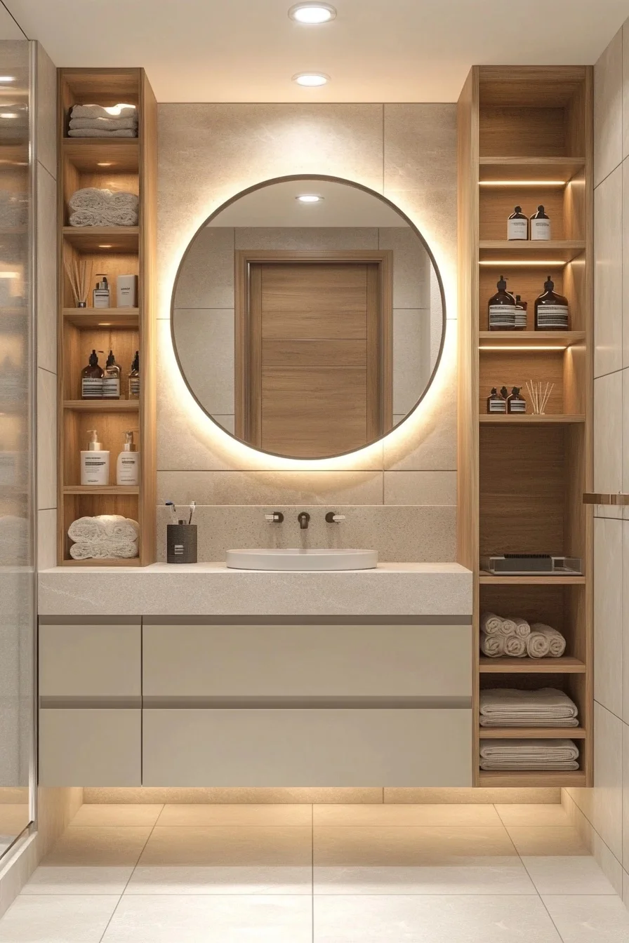 Luxury Modern Bathroom Vanity with Solid Wood Carrara Marble Top White ...