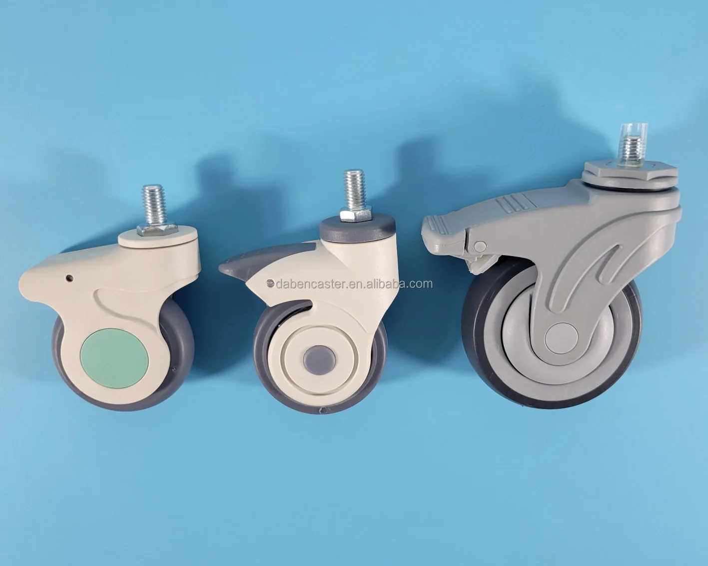 OEM 100mm TPR Wheel Thread Stem Swivel Nylon Medical Caster With Brake ...