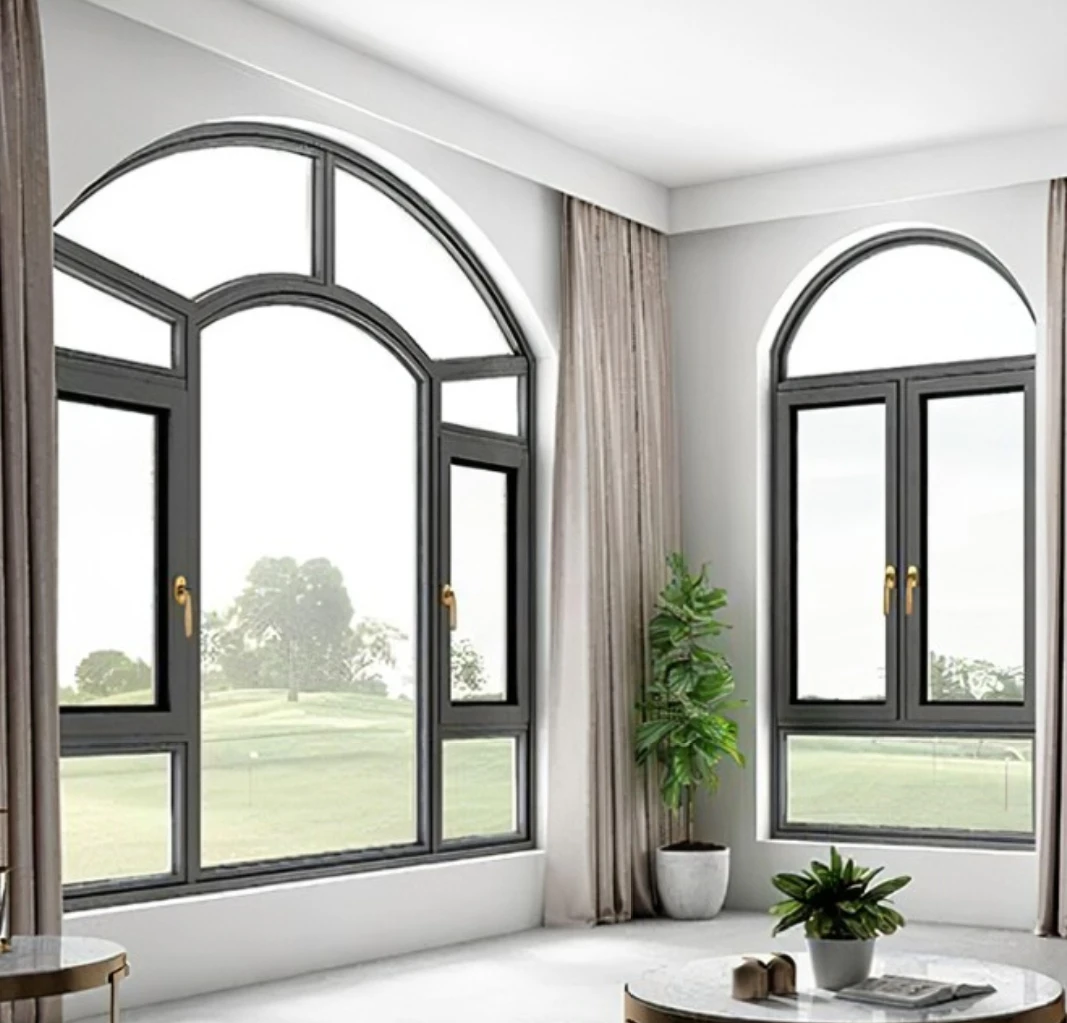 Arch Window French Casement Glass Windows Aluminum Frame Window with ...