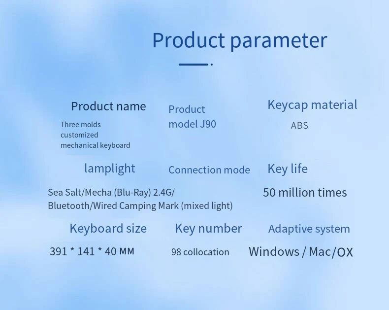 J90 Mechanical Keyboard - 98 Keys with RGB Backlight
