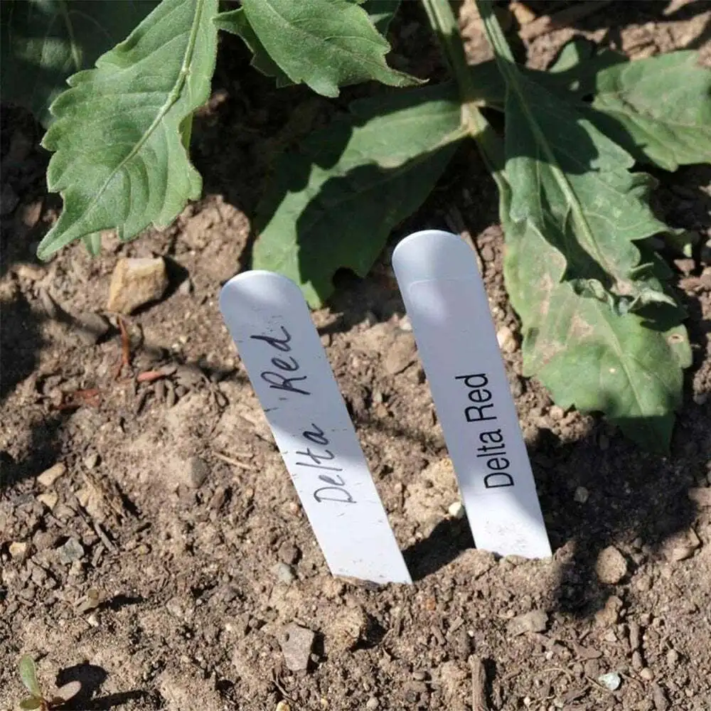 50PCS Pack Plastic Straight Garden Plant Label White Tags Stick Garden ...