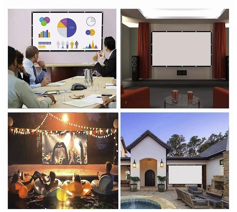 16: 9 100 Inch Projector Screen Home Projection Screen Cloth Outdoor ...