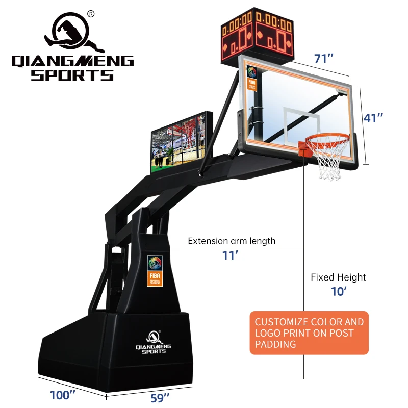 Movable Portable Basketball Hoop Stand Indoor Game Hydraulic FIBA Approved Portable Basketball ...