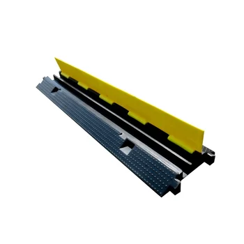 2 Channels Yellow And Black Rubber Traffic Protector Cable Ramps Bridge ...