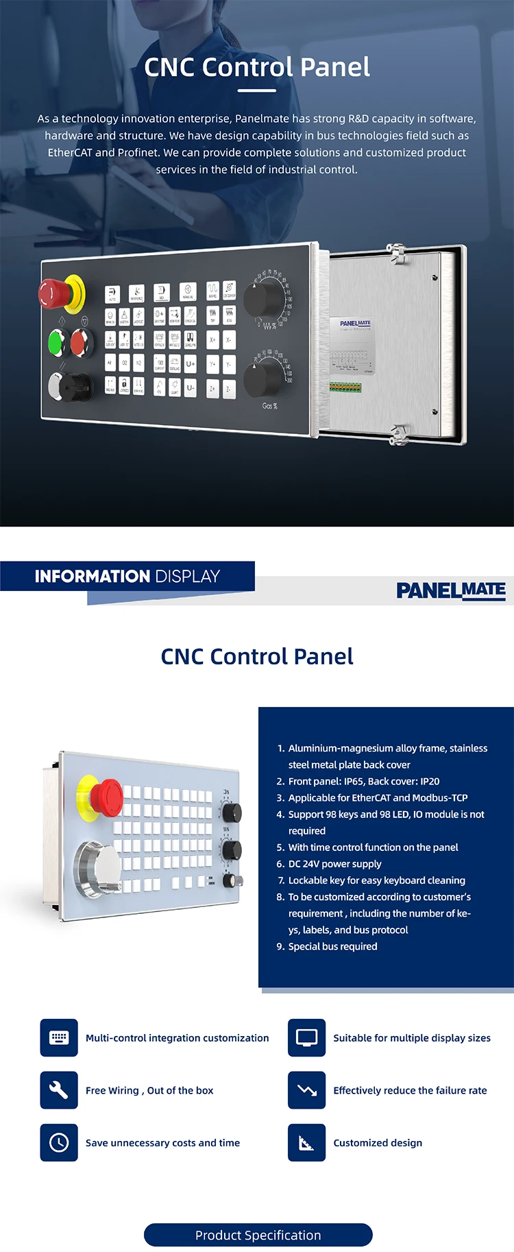 CNC Control Panel for Industrial Machines | EtherCAT NUM Flexium MP06 ...