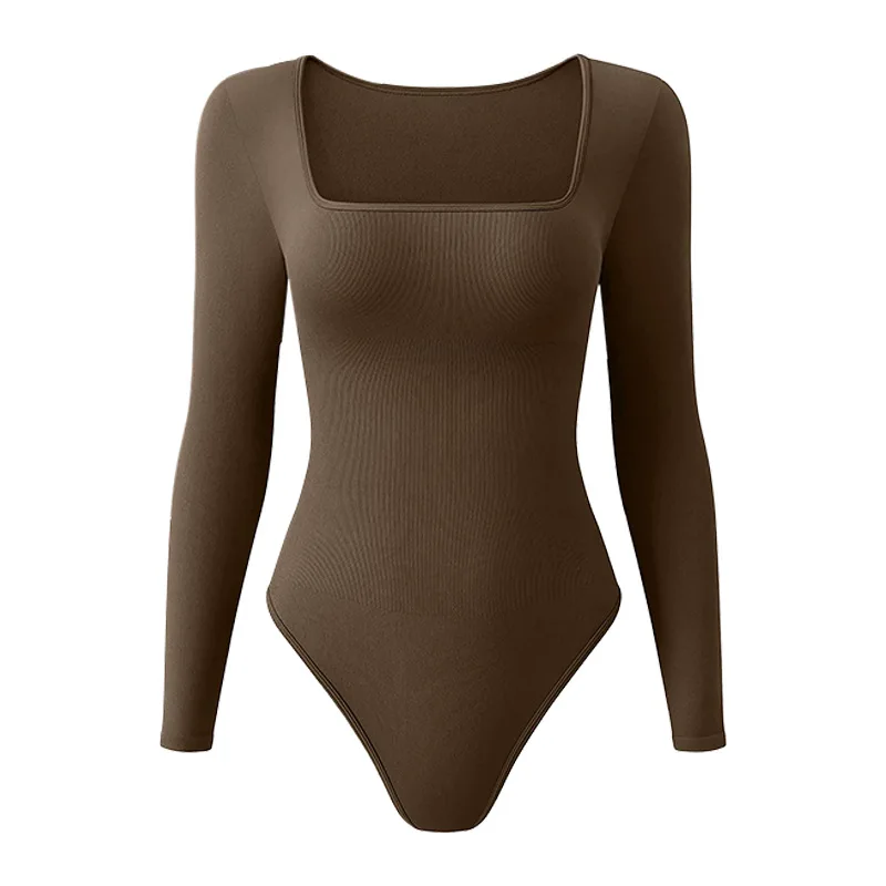 Custom Ribbed Fitness Jumper Body Suit Top Slim One Piece Romper Square ...