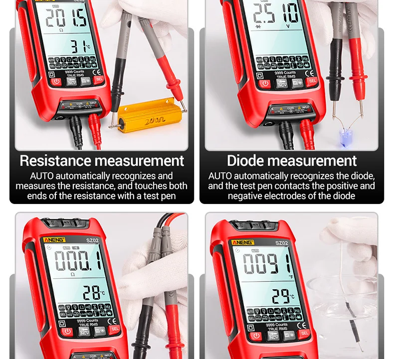ANENG SZ02 Digital Multimeter - 9999 Counts True RMS Testers