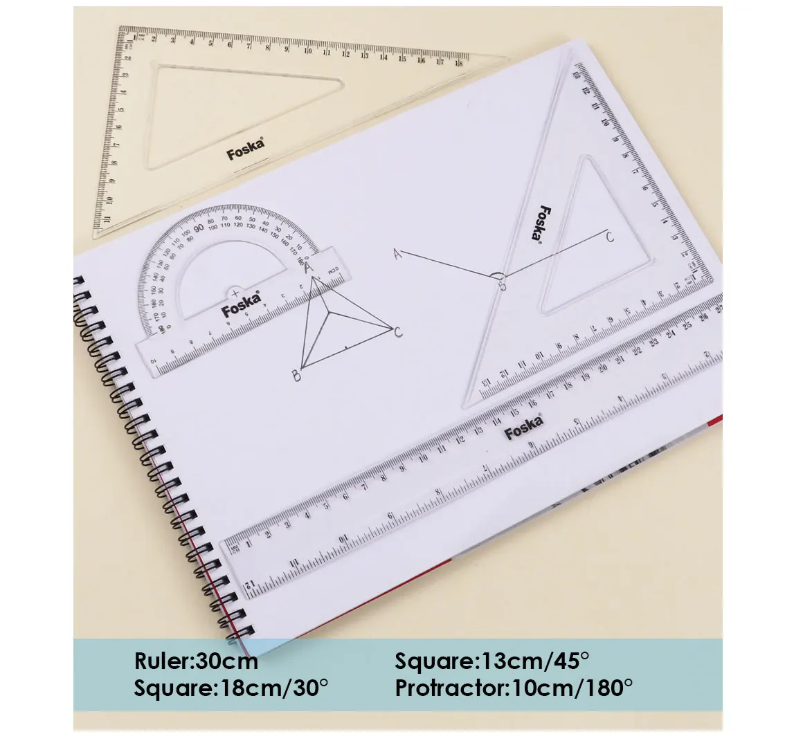 4 Pieces Students Plastic Geometric Ruler Set - Buy Ruler Set,School ...
