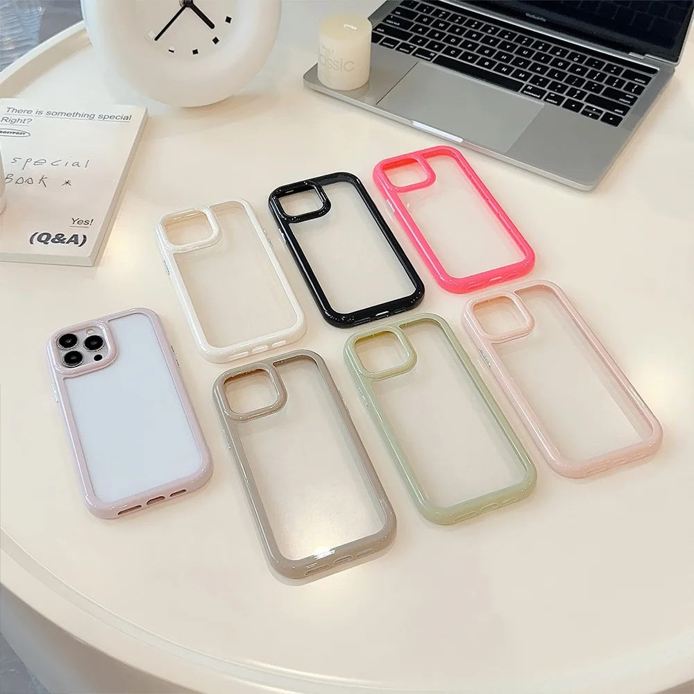 Fashion 2024 Candy Color PC Acrylic Transparent Mobile Phone Case Cover ...