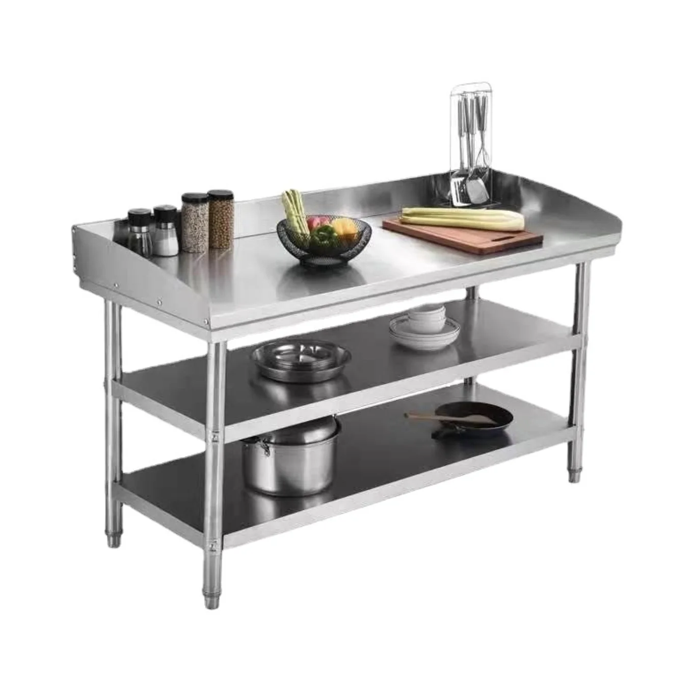Stainless Steel Tables Commercial Kitchen Work 6Ft Aluminium Kitchen ...