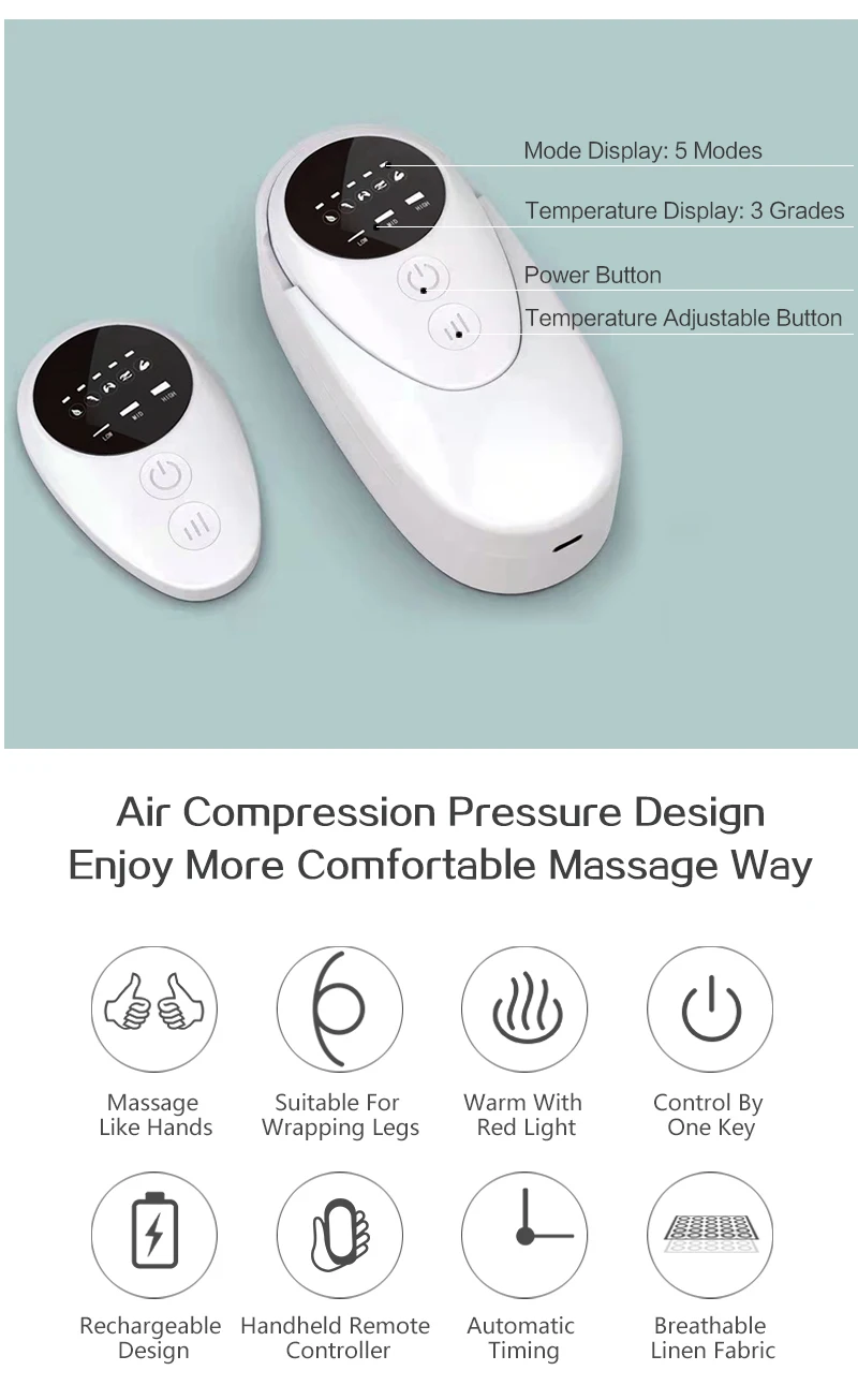 Wireless Air Pressure Compressor Thermal Leg Massager With Heat Air ...