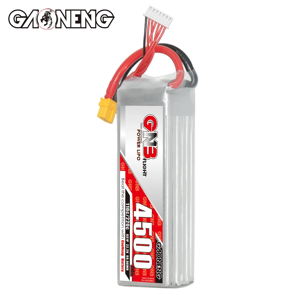 Gaoneng Gnb 4500mah 6s 22.2v 110c 220c Xt60 Rc Lipo Battery 600mm To ...