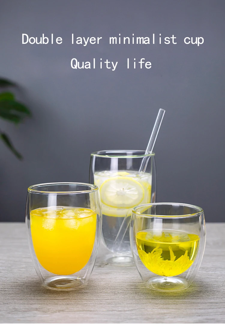 2024 Transparent Double Wall Borosilicate Glass Cup Unbreakable Glass ...