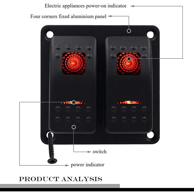 Car Component 2 Sets Red Atv Utv Rocker Arm Switch Panel Marine Toggle ...